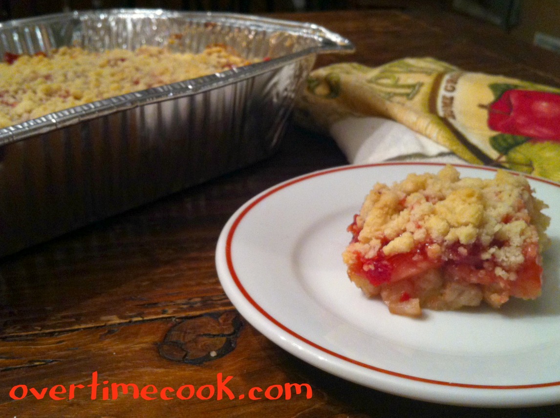 Apple Cherry Layered Crumb Cake (Kugel) - Overtime Cook
