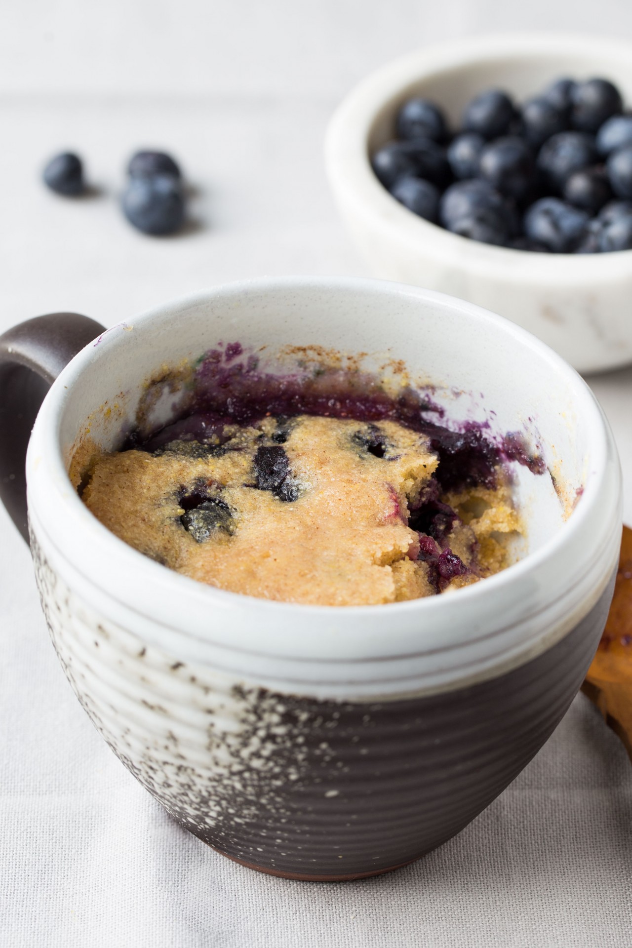 Blueberry Corn Muffin Mug Cake - Overtime Cook