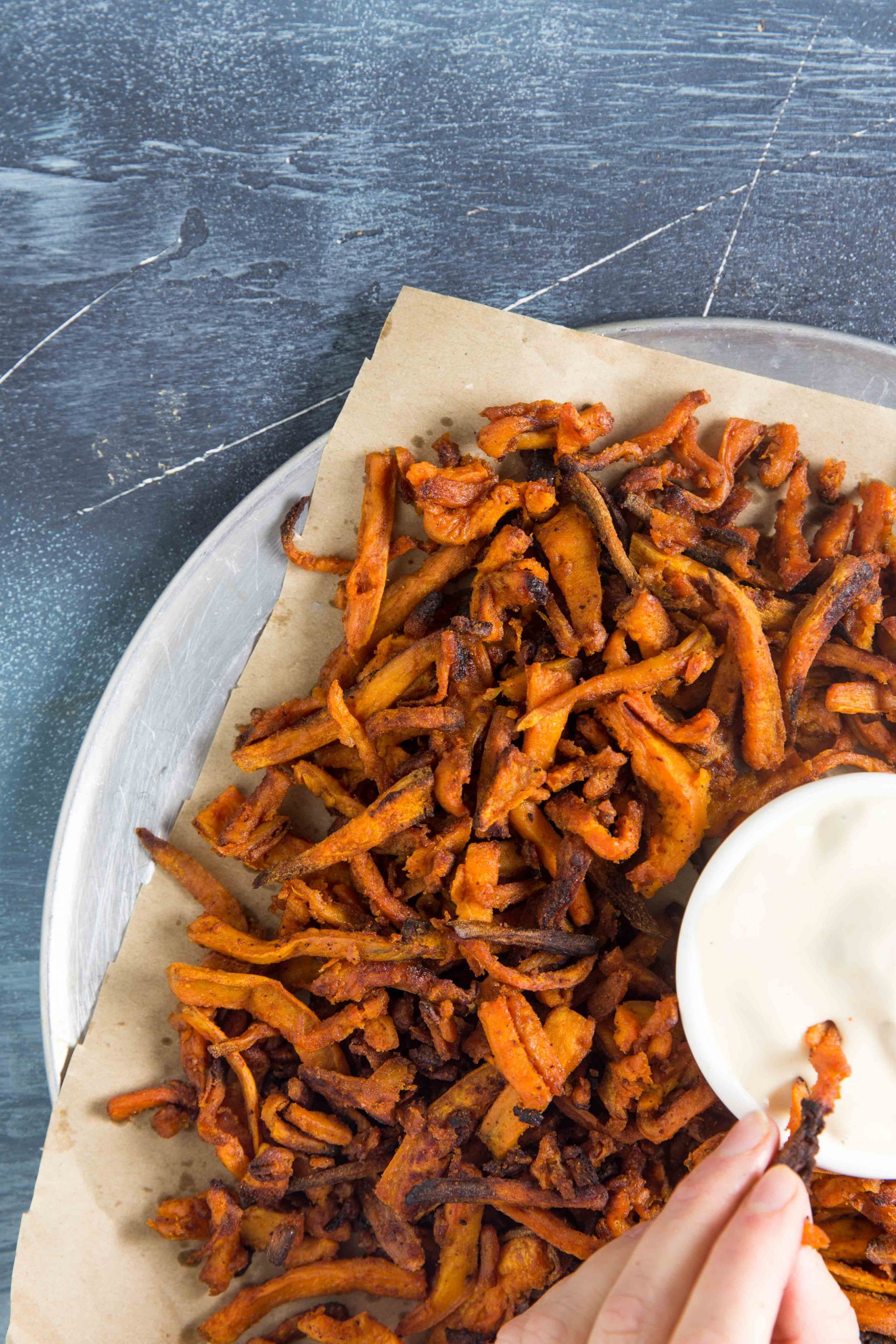 Barbecue Sweet Potato Shoestring Fries - Overtime Cook