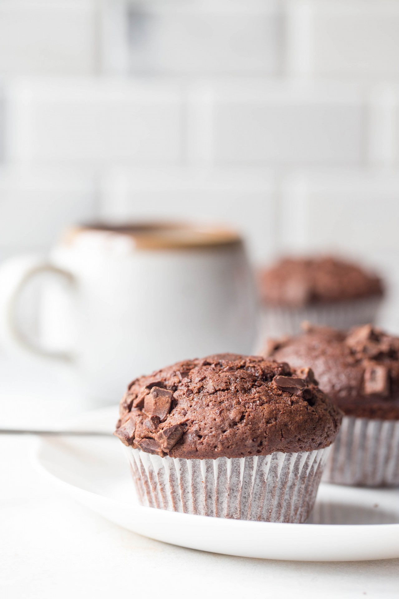 Bakery Style Chocolate Muffins {No-Mixer} - Overtime Cook