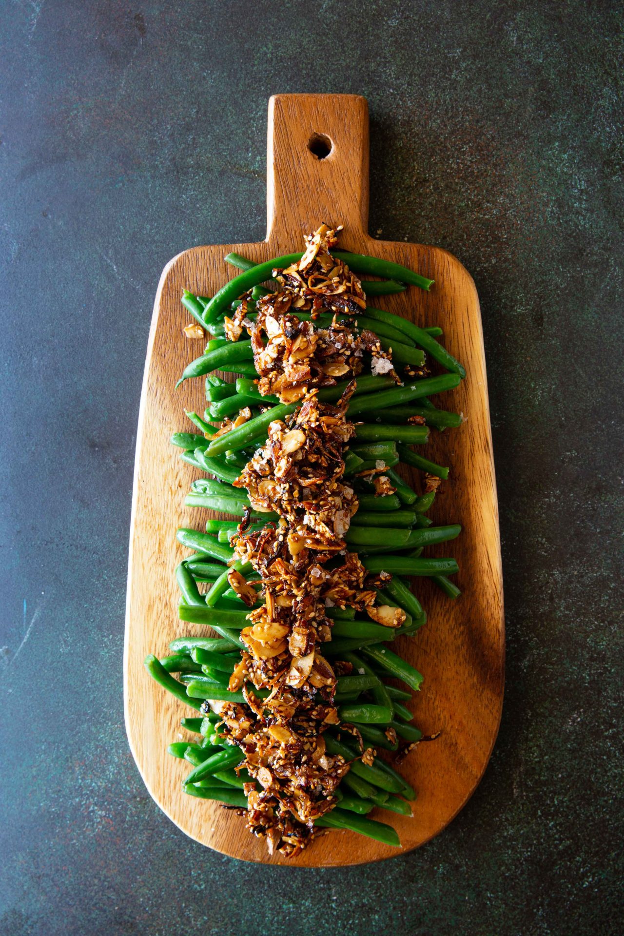 Crunchy Green Beans with Sesame Almond Crumble - Overtime Cook