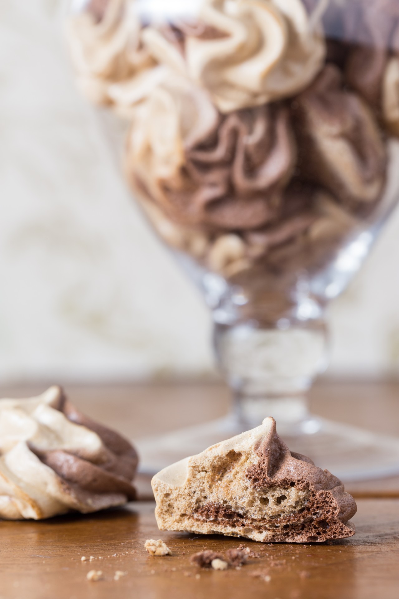 Coffee and Chocolate Swirled Meringues - Overtime Cook